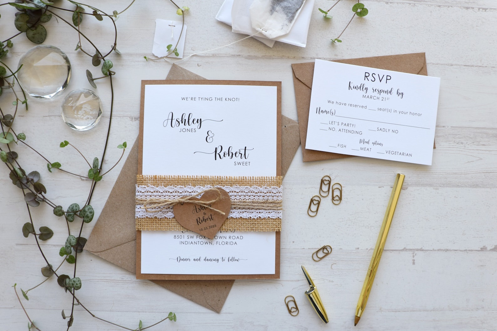 Rustic Lace Wedding Invite, Simple Wedding Invitation, Custom Lace ...