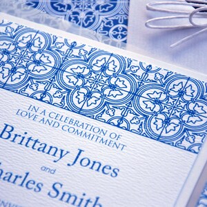 Wrapped Blue Tile Wedding Invitation, Portuguese Blue Tile Wedding ...
