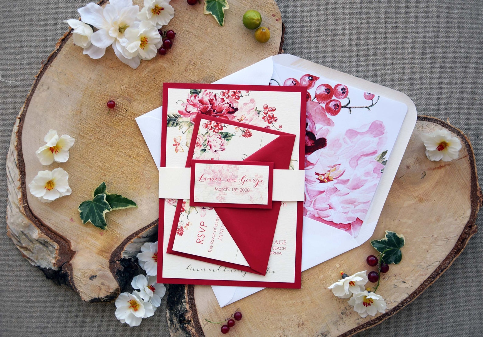 Colorful Customized Wedding Invitation Card Red and White - Etsy