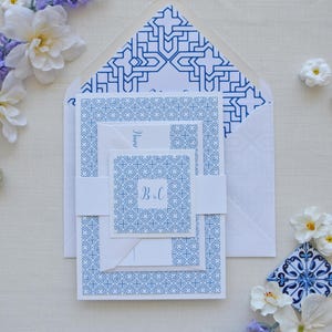 Blue and White Tile Wedding Invitation, Portuguese Tile Wedding Invite ...