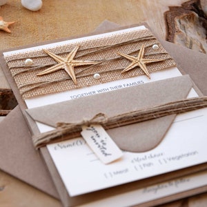 Rustic Beach Wedding Invitations, Starfish Invitation, Destination ...