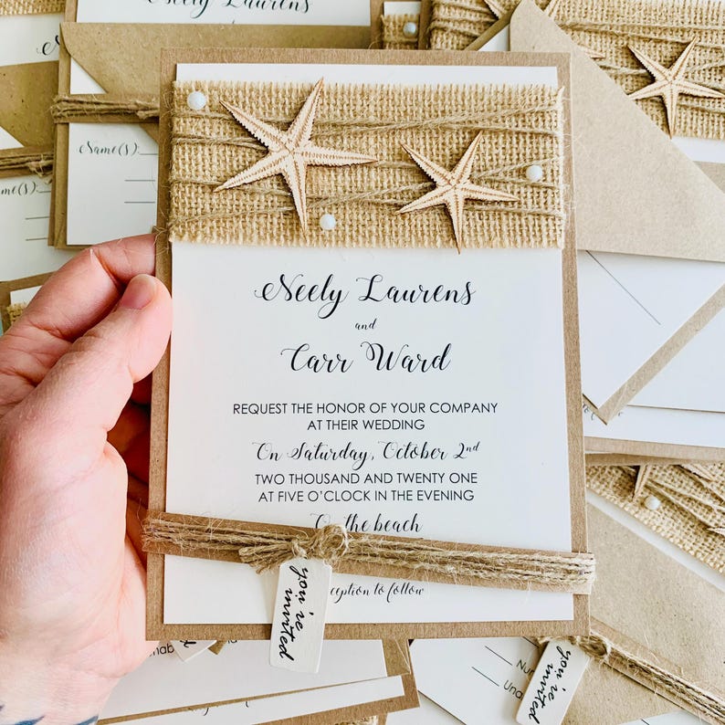 Rustic Beach Wedding Invitations, Beach Themed Wedding Invitations ...