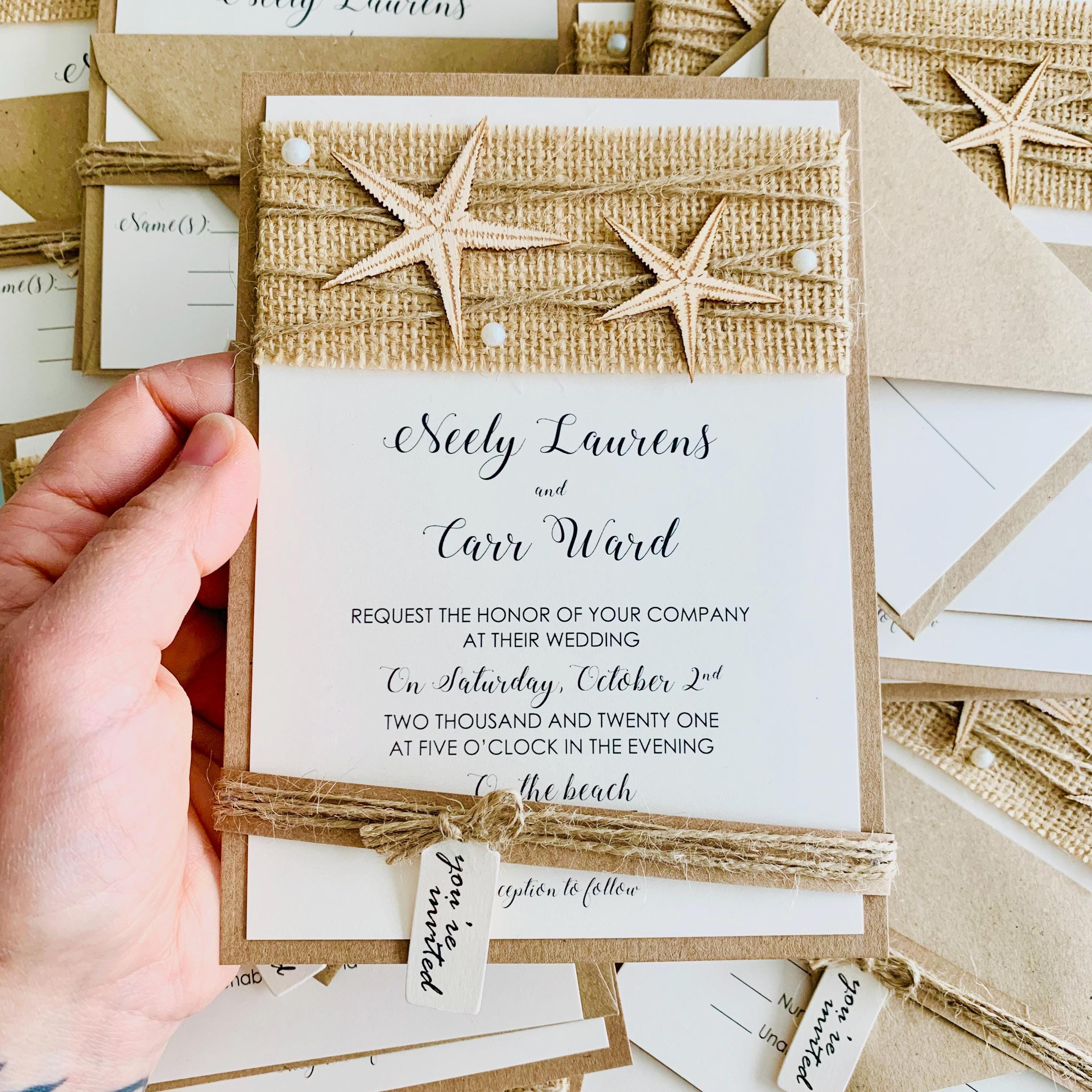 Rustic Beach Wedding Invitations, Beach Themed Wedding Invitations ...