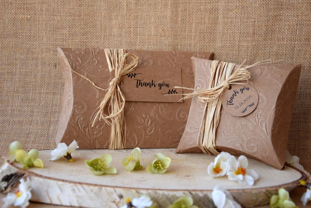 Rustic Wedding Favor Boxes, Party Favor Boxes, Gift Double Pillow Boxes ...