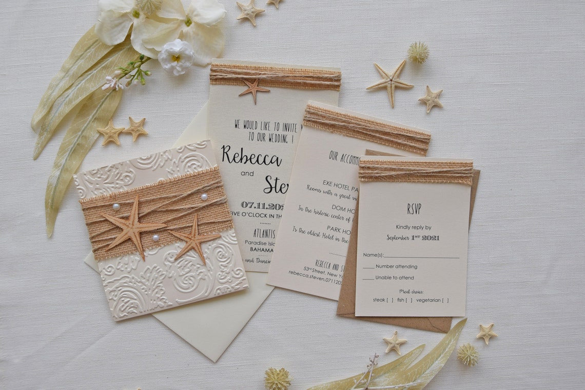 Personalized Beach Wedding Invitation Suite, Destination Wedding ...