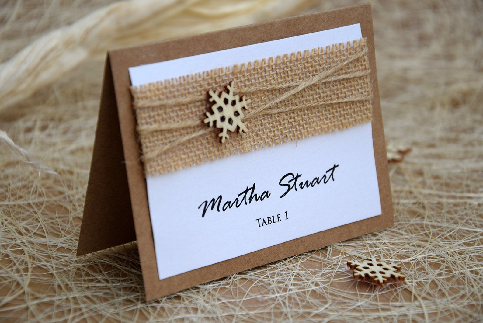 Winter Place Cards, Rustic Place Cards, Burlap Wedding, Winter Wedding ...