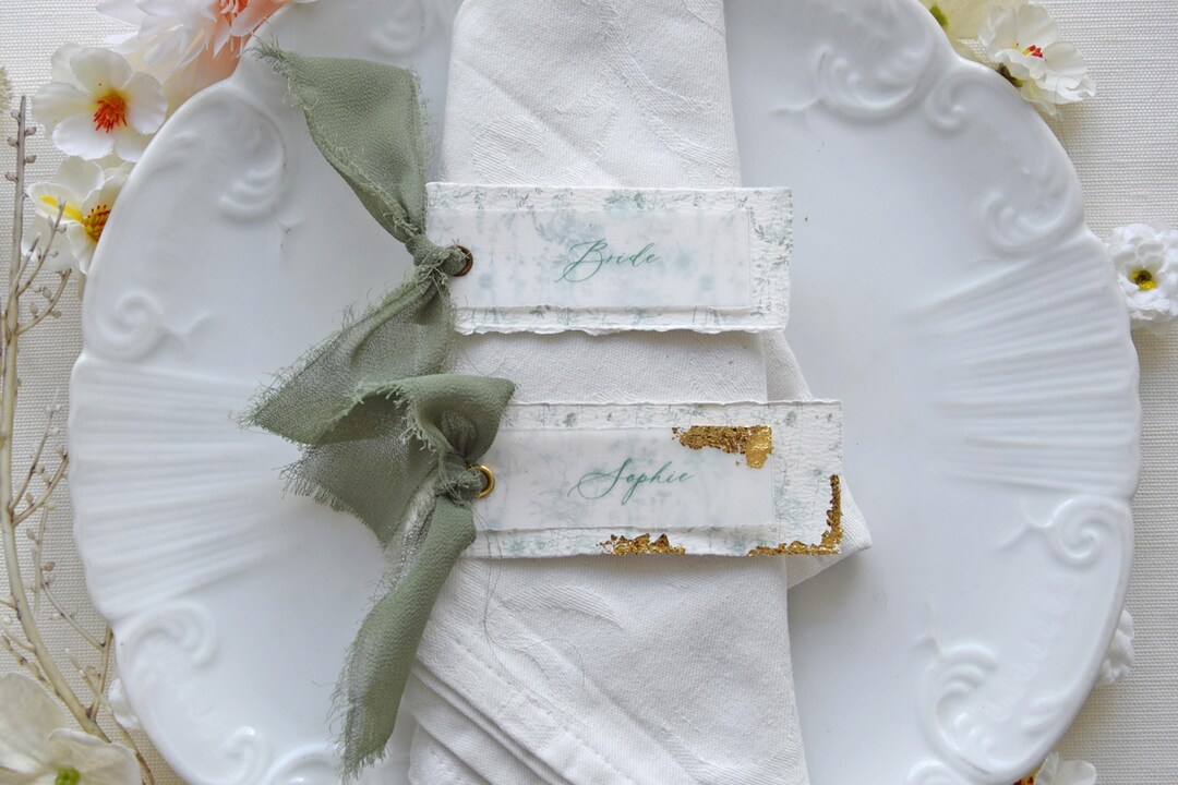 Wild Fern Place Card, Ribbon Edition - Unique Place Card With Deckled ...