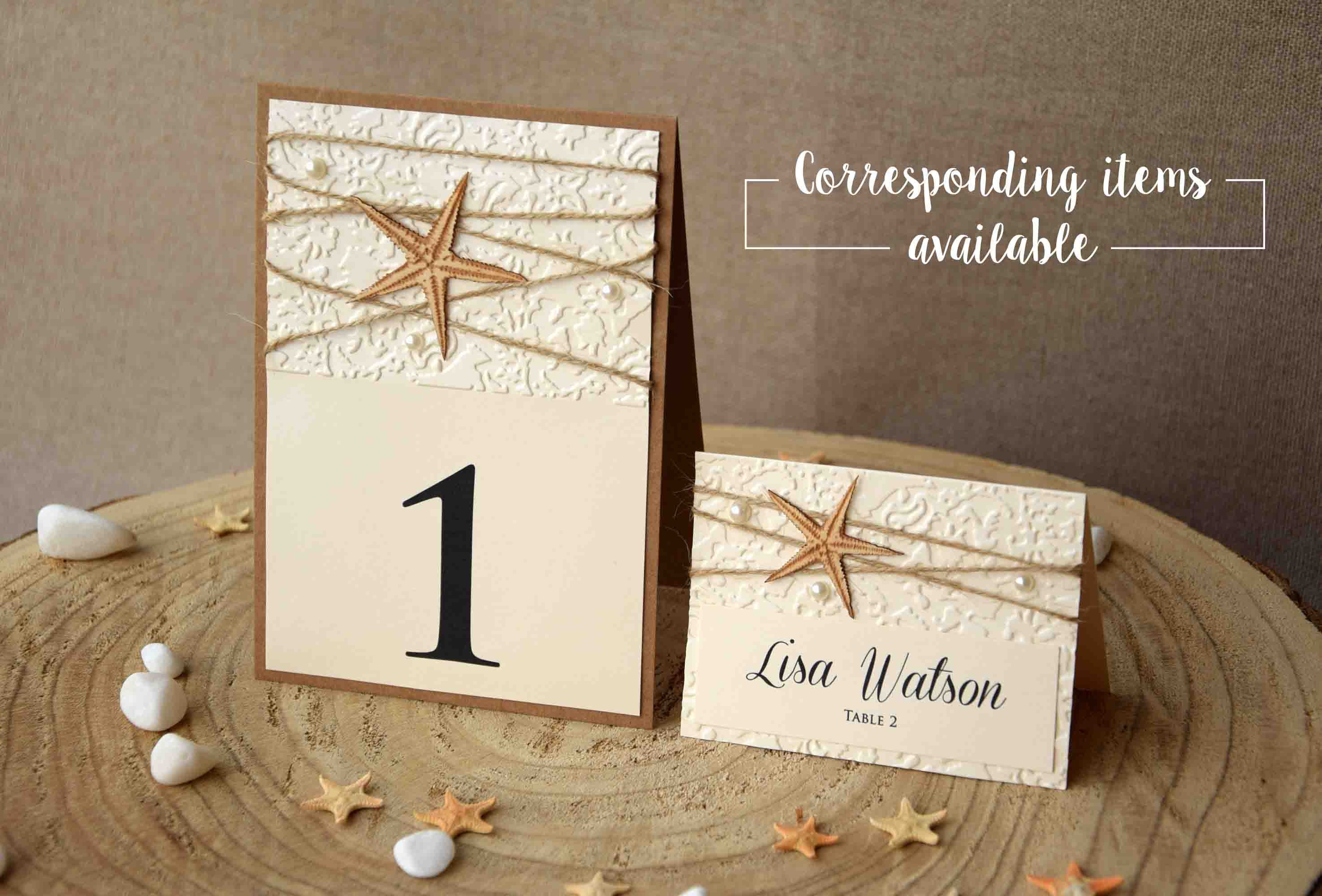 Beach Table Number, Wedding Table Number, Escort Cards, Wedding Table ...
