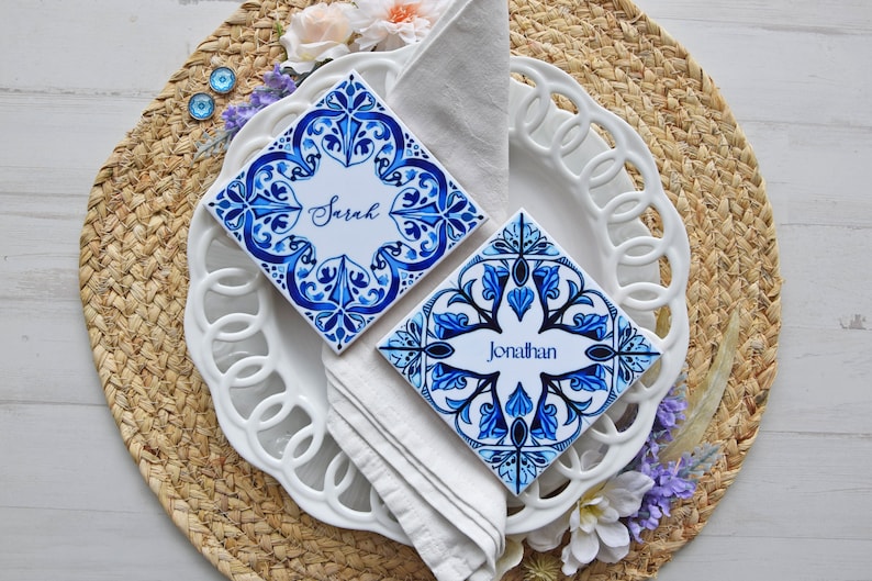 Set of 2 Portuguese Tiles With Guest's Name, Lisbon Collection ...