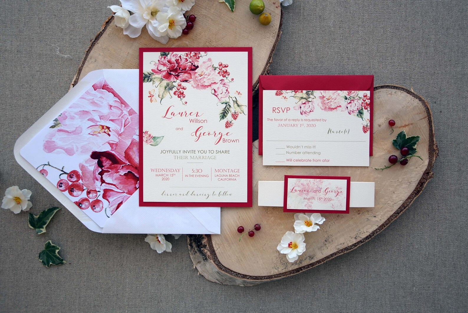 Colorful Customized Wedding Invitation Card Red and White - Etsy