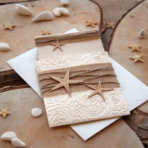 Rustic Beach Wedding Invitations Starfish Invitation - Etsy