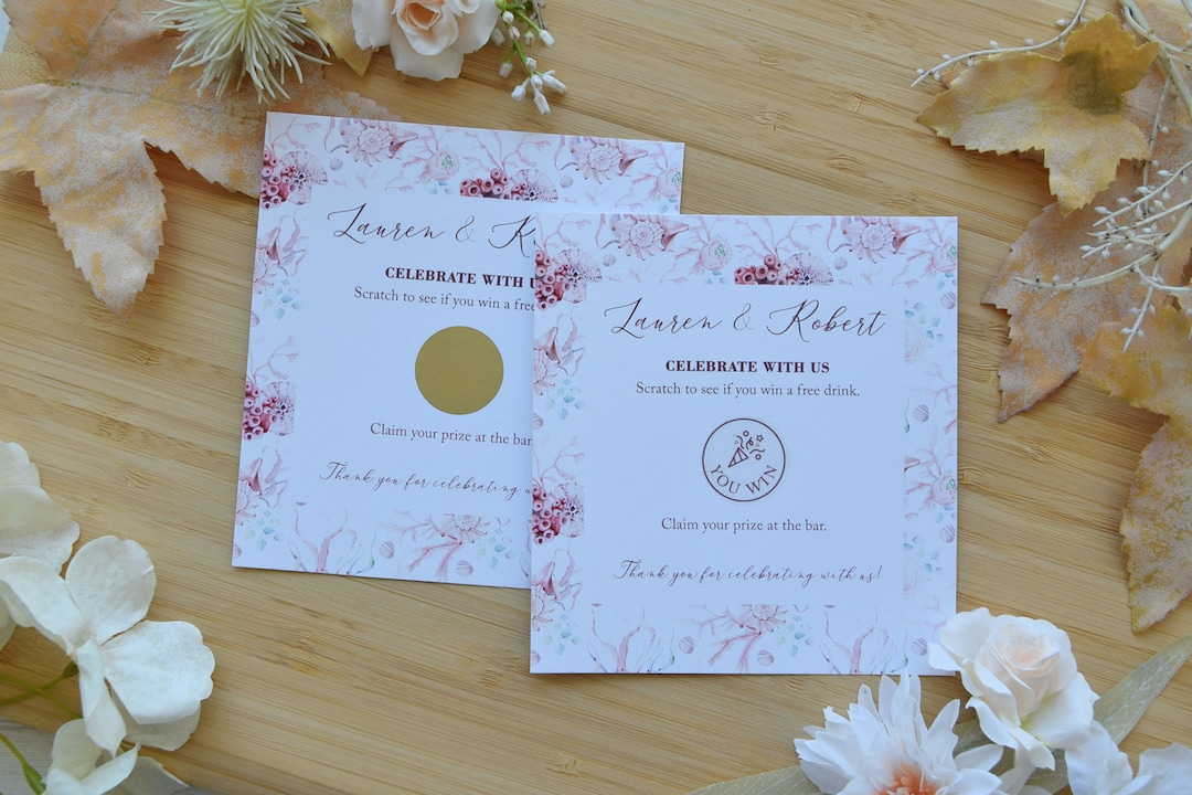 Semi-custom Beach-themed Wedding Day Scratch Card, Customized Scratch ...