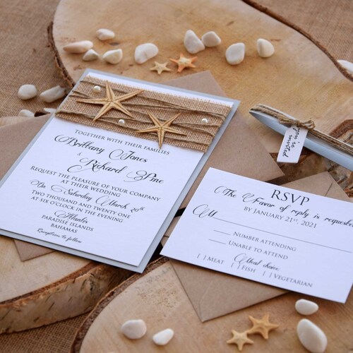Rustic Beach Wedding Invitations Starfish Invitation - Etsy
