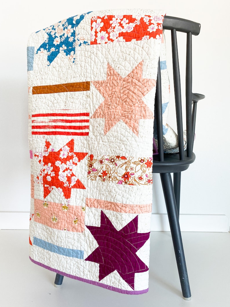Mismatched Stars and Stripes Quilt Pattern Modern Quilt Pattern Fat ...