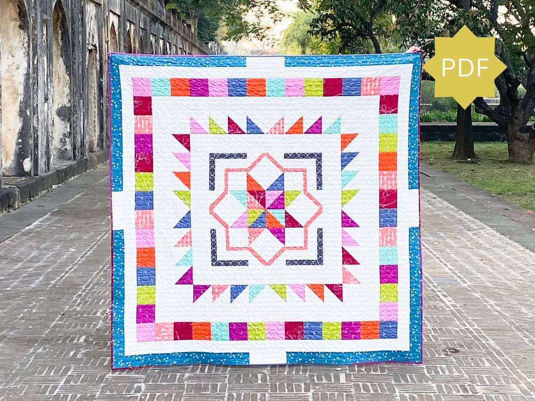 Framed Patchwork Star Modern Quilt Pattern Modern Star Quilt Pattern ...