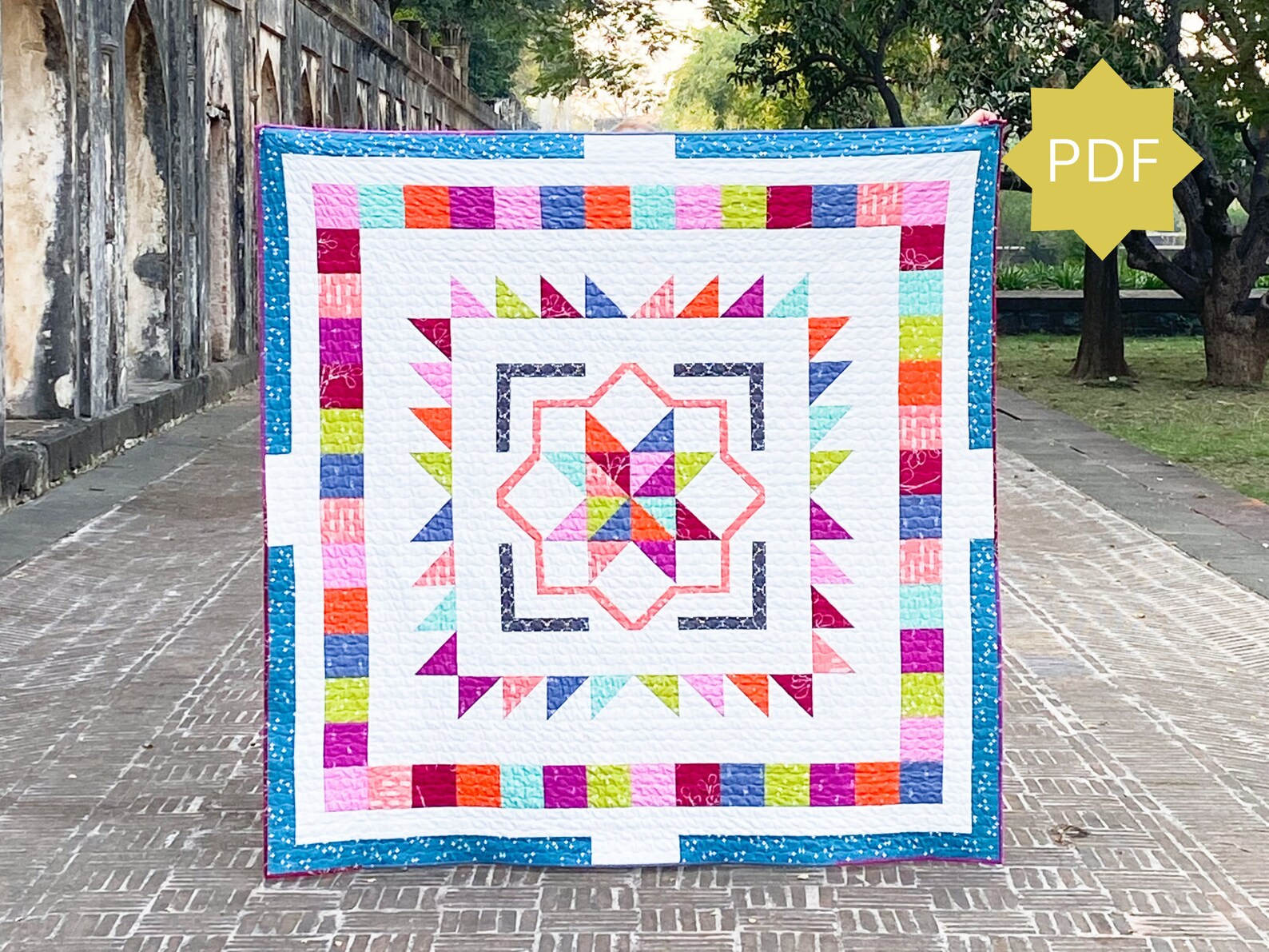 Framed Patchwork Star Modern Quilt Pattern Modern Star Quilt Pattern ...