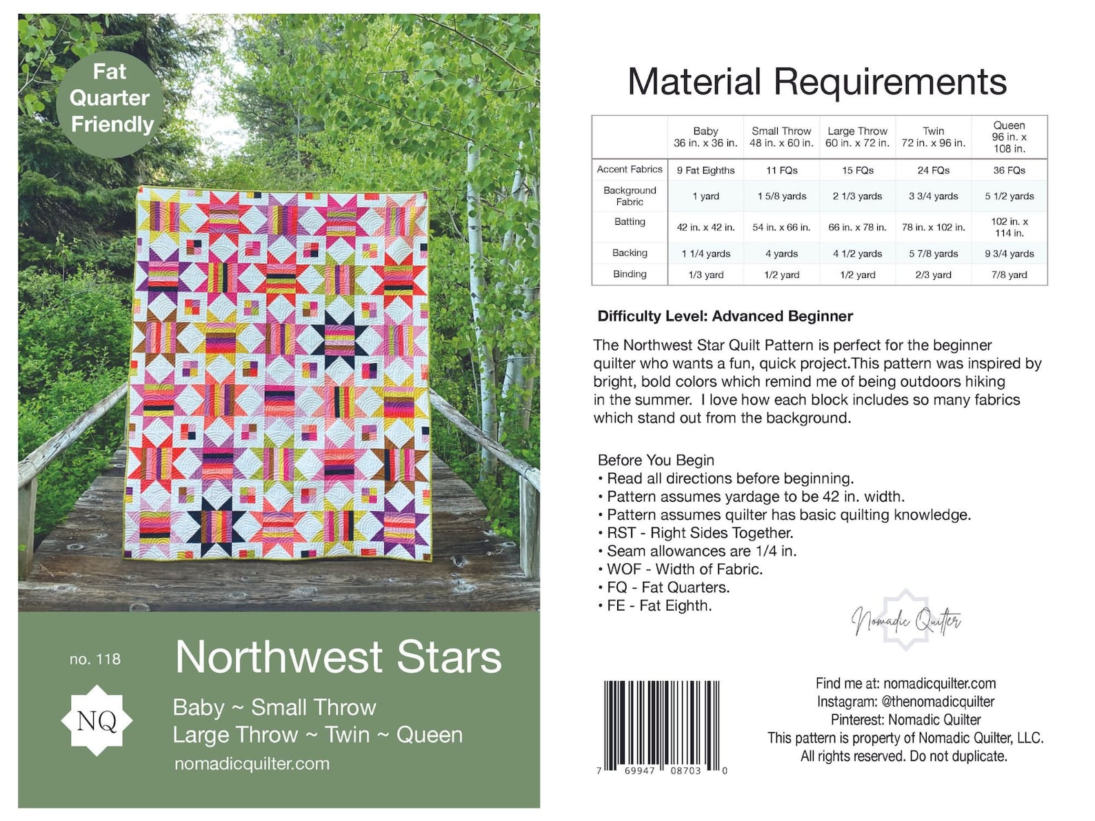 Northwest Star Quilt Pattern - Modern Quilt Pattern - Stawtooth Star ...