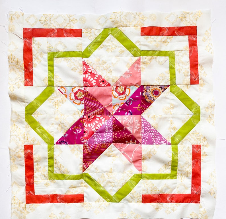 Patchwork Star Mini Quilt Pattern - Sawtooth Star Quilt Pattern - Scrappy Quilt Pattern - Modern ...