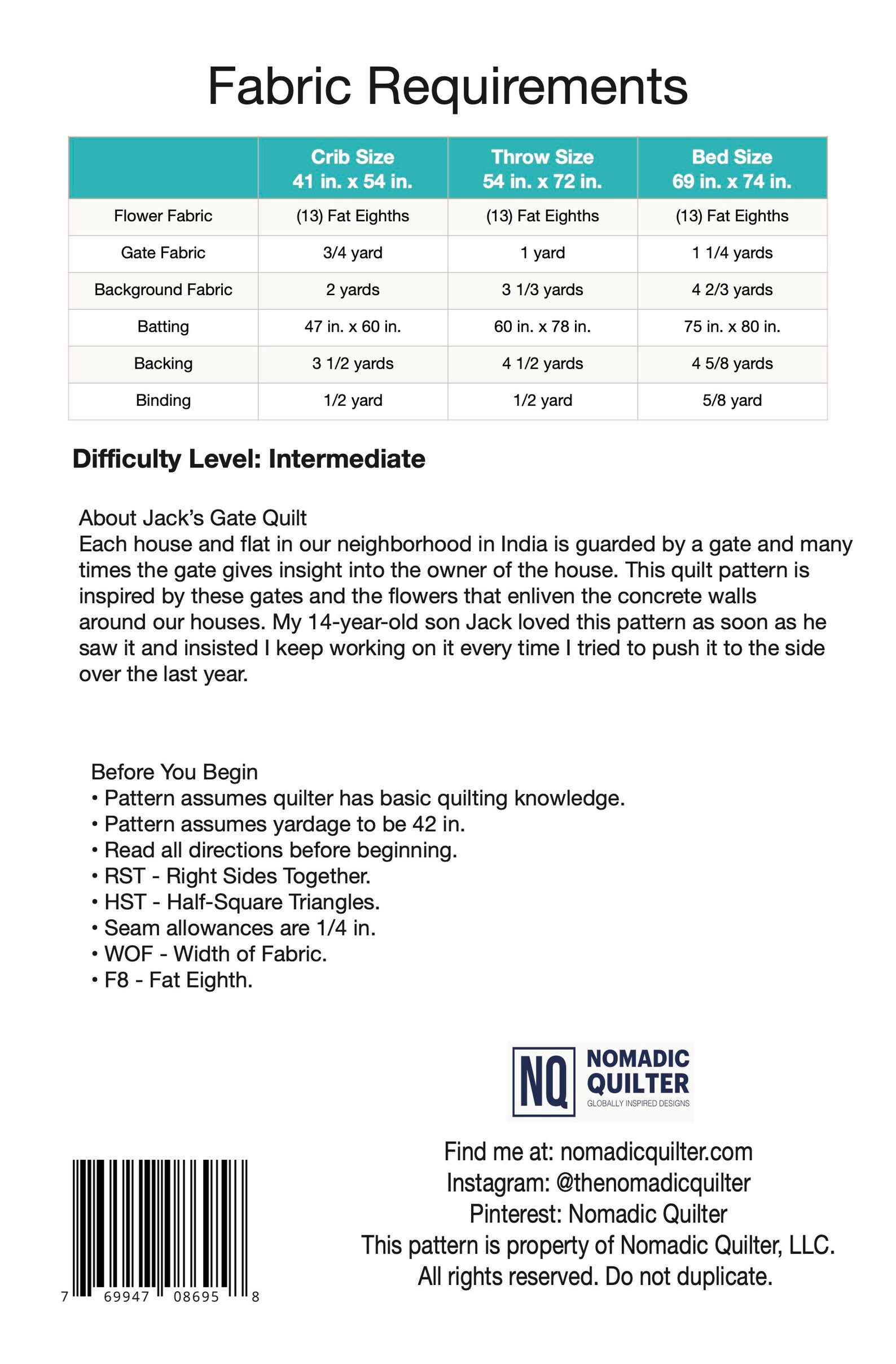Jack's Gate Quilt Pattern - Modern Quilt Pattern - Fat Eighth Quilt ...