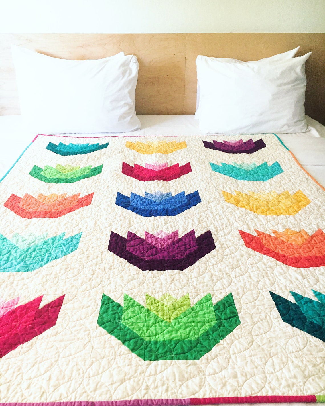 Lodhi Garden Quilt Pattern - Modern Quilt Pattern - Lotus Flower Quilt ...