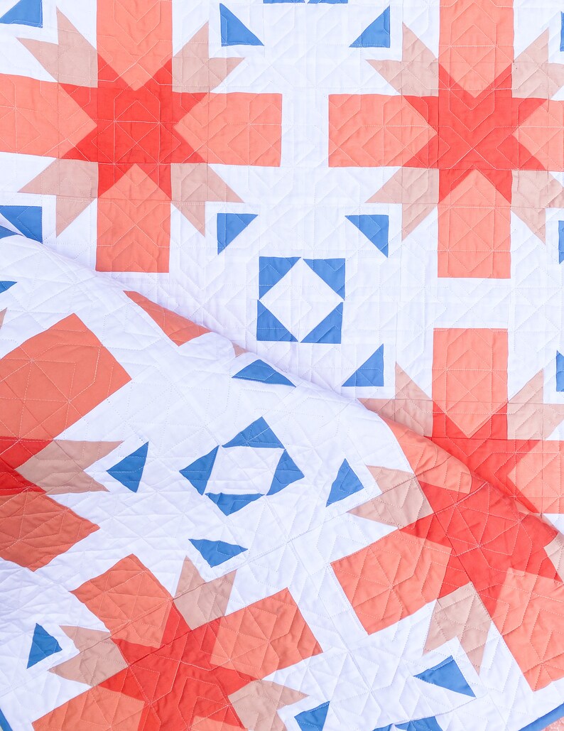 Sunrise Star Quilt Pattern - Modern Quilt Pattern - Fat Quarter Quilt ...