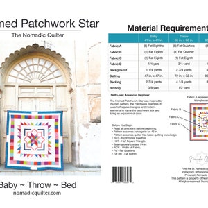Framed Patchwork Star Modern Quilt Pattern Modern Star Quilt Pattern Modern Patchwork Star ...
