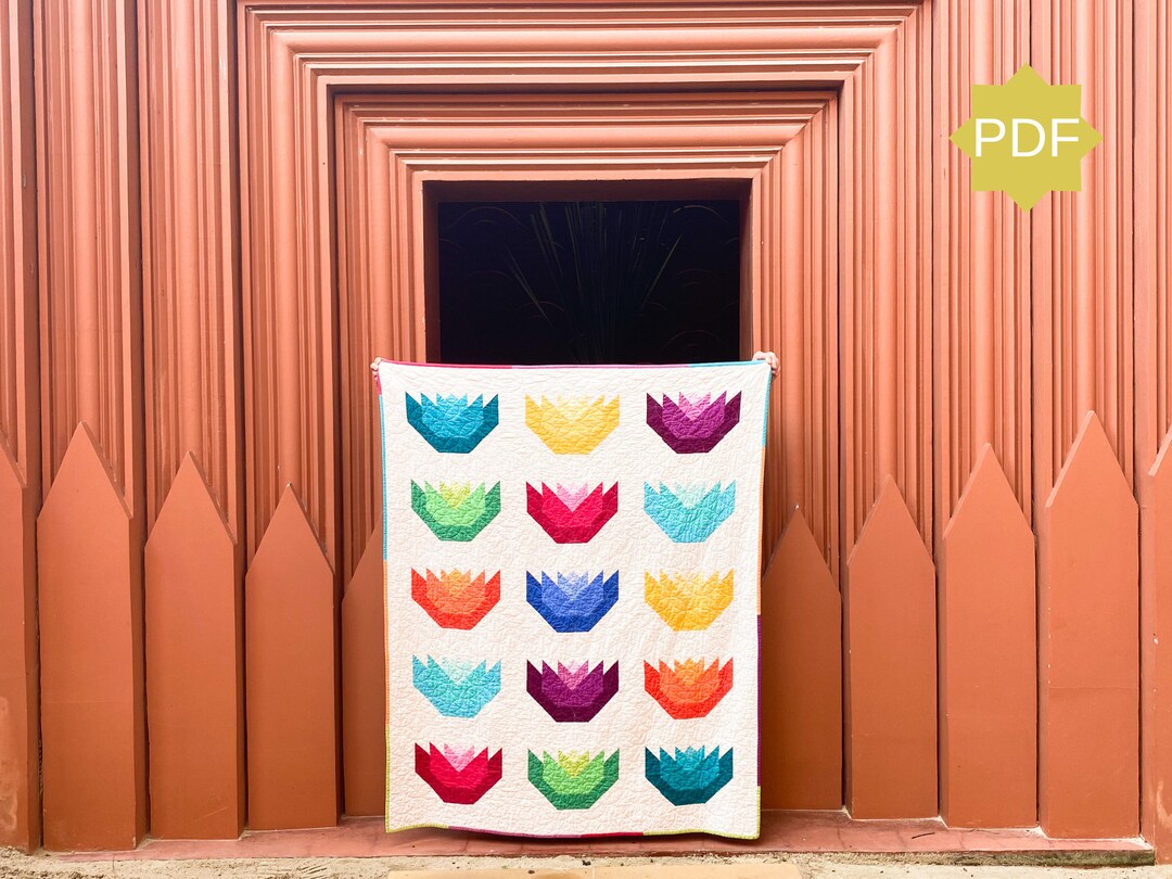 Lodhi Garden Quilt Pattern - Modern Quilt Pattern - Lotus Flower Quilt ...