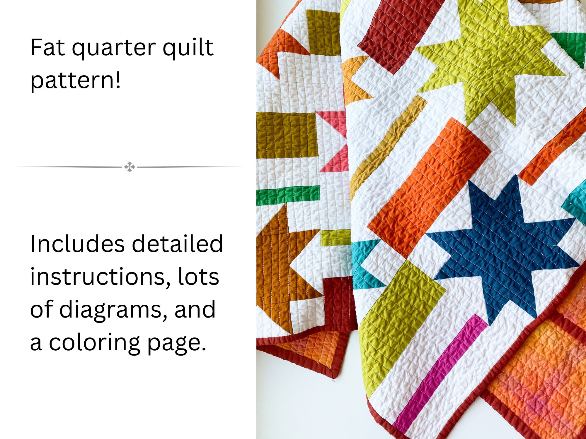 Mismatched Stars and Stripes Quilt Pattern Modern Quilt Pattern Fat ...