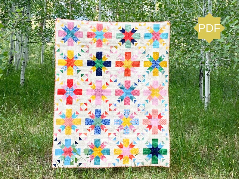 Sunrise Star Quilt Pattern - Modern Quilt Pattern - Fat Quarter Quilt ...