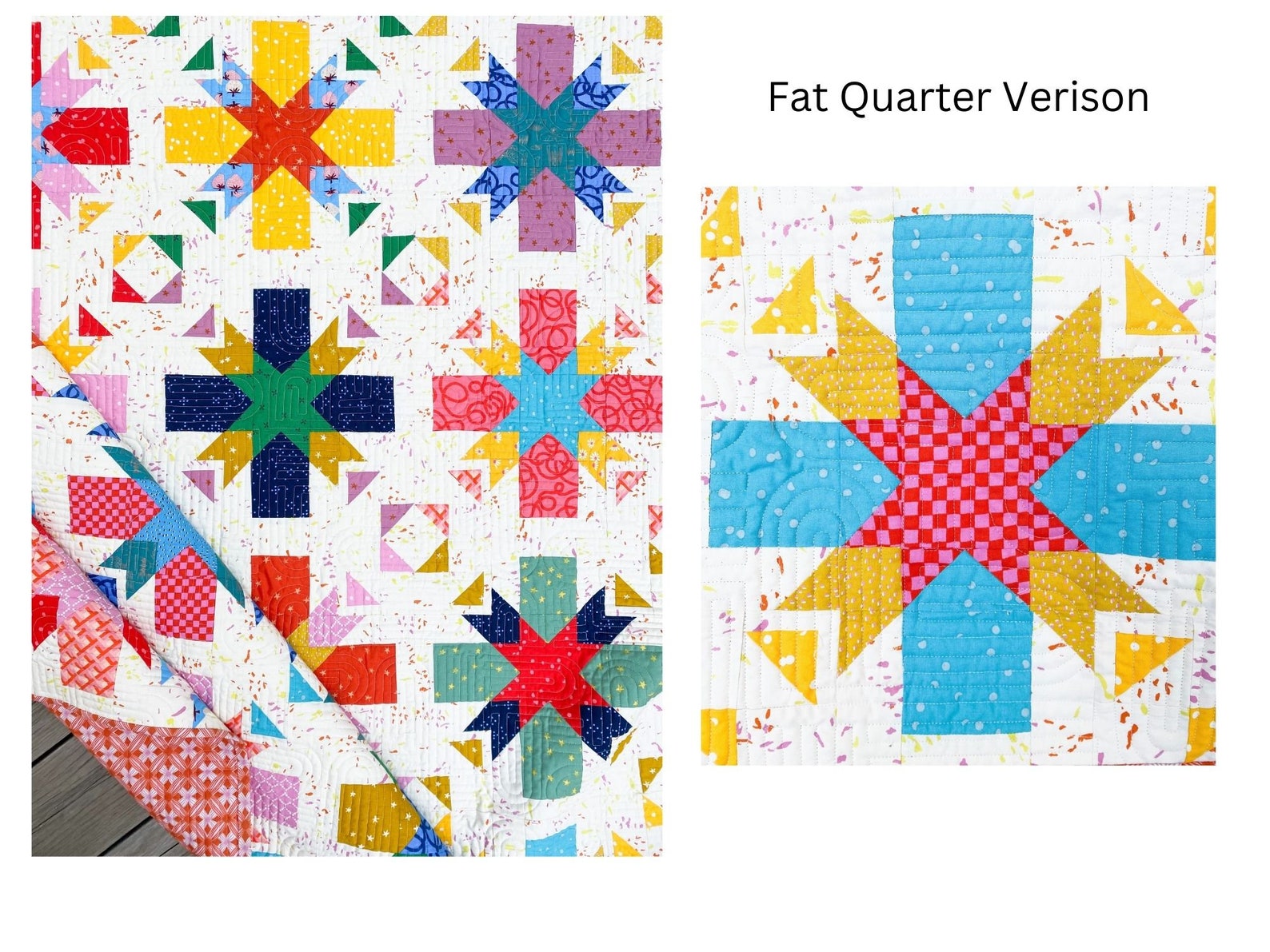 Sunrise Star Quilt Pattern - Modern Quilt Pattern - Fat Quarter Quilt ...
