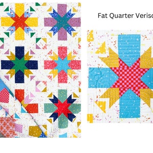Sunrise Star Quilt Pattern - Modern Quilt Pattern - Fat Quarter Quilt ...