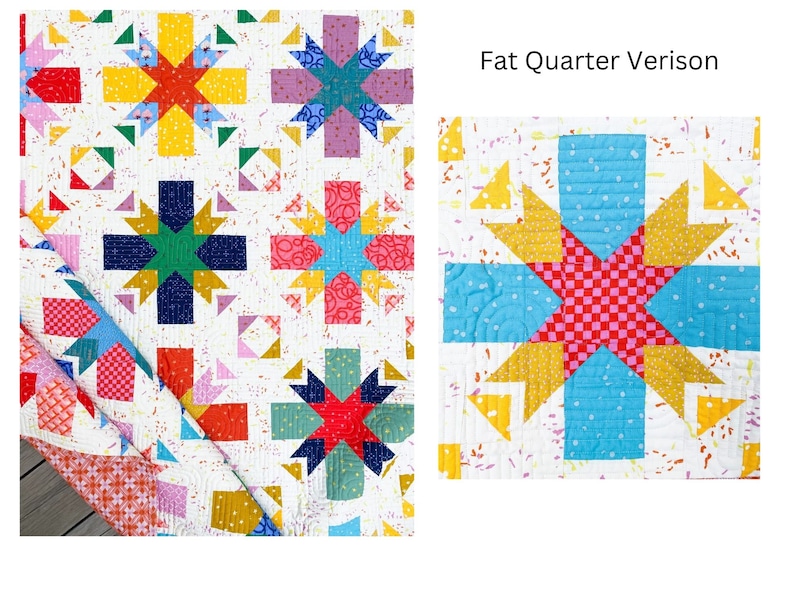 Sunrise Star Quilt Pattern - Modern Quilt Pattern - Fat Quarter Quilt ...