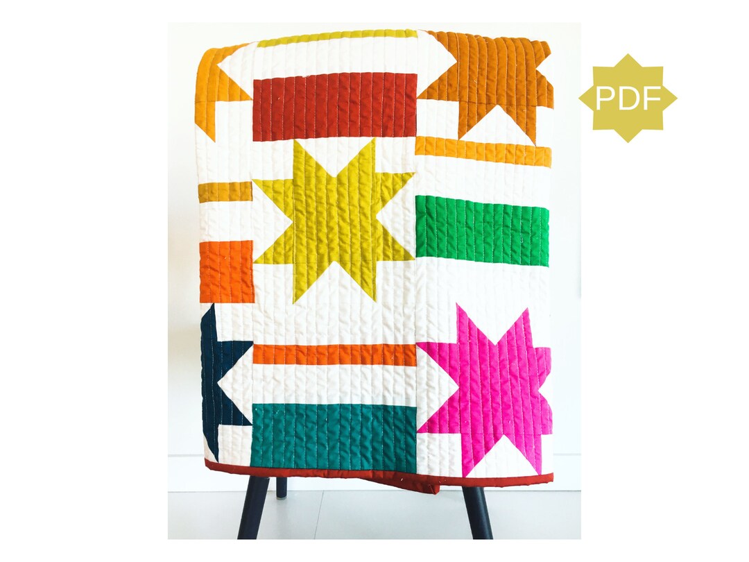 Mismatched Stars and Stripes Quilt Pattern - Modern Quilt Pattern - Fat ...