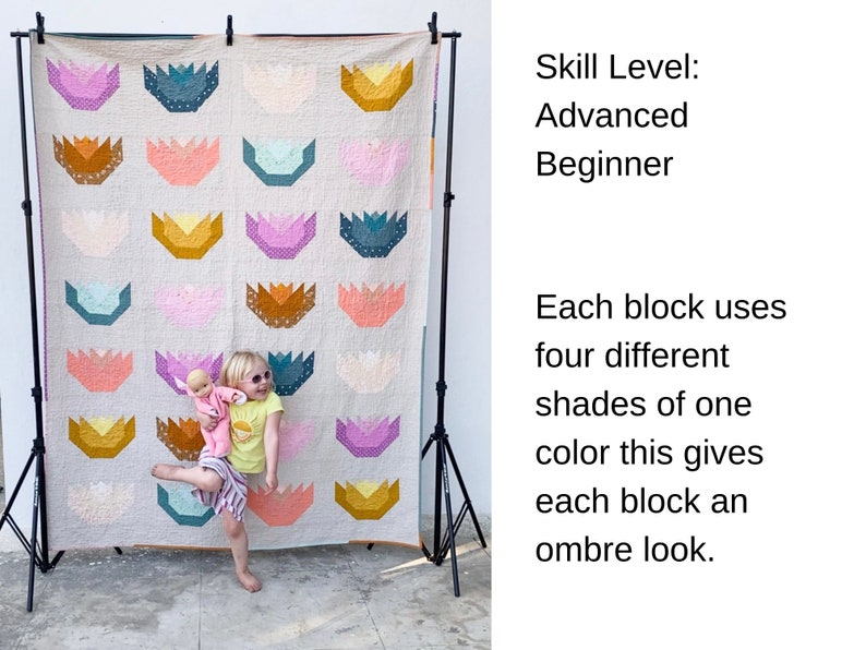 Lodhi Garden Quilt Pattern - Modern Quilt Pattern - Lotus Flower Quilt ...