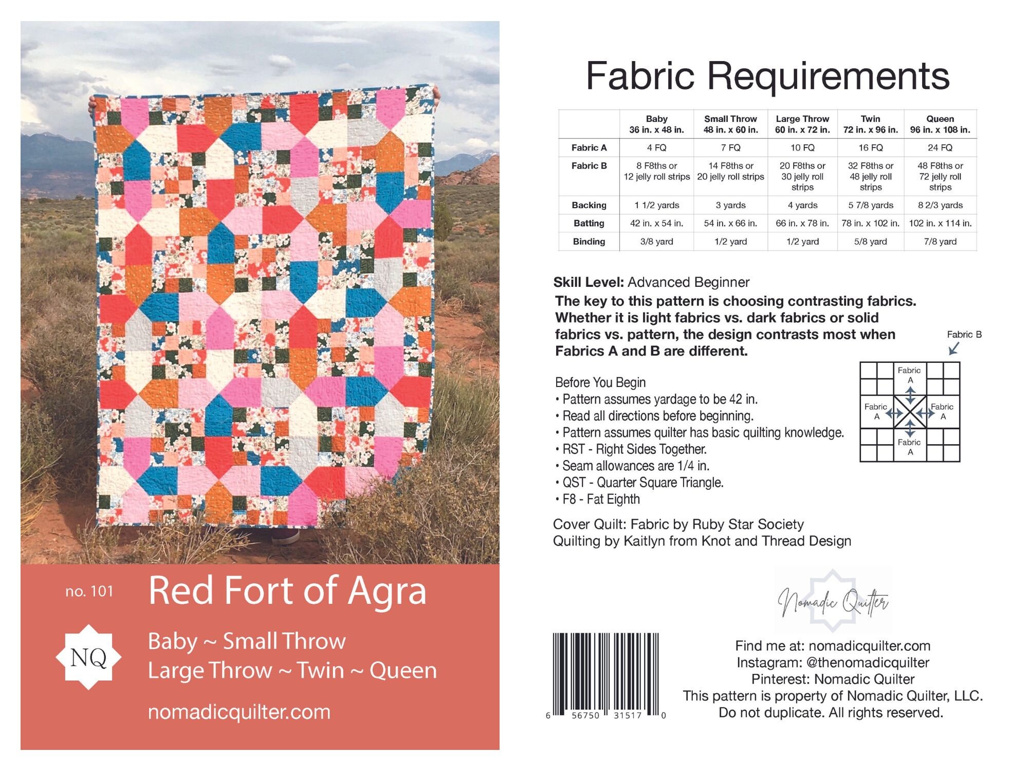 Red Fort of Agra Quilt Pattern Jelly Roll Quilt Pattern Mini Charm ...
