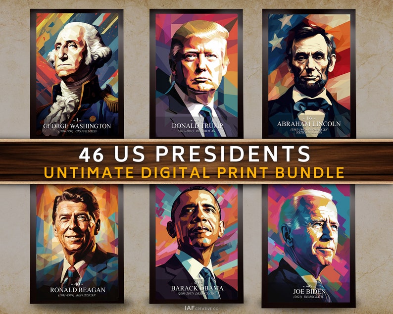 46 United States Presidents Prints, Digital Posters, USA Presidents ...