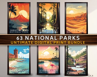 63 US National Park Prints, USA Parks Digital Posters, National Park ...