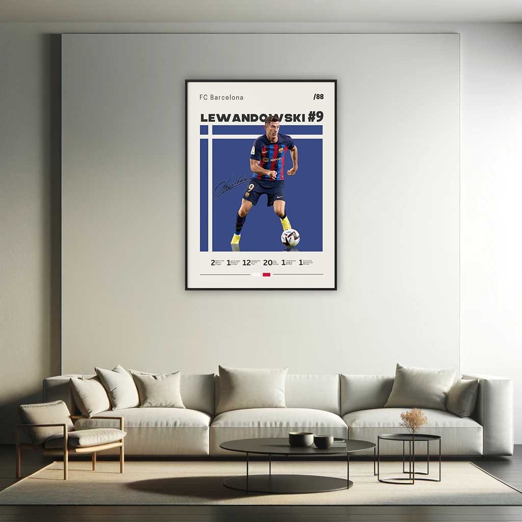 Robert Lewandowski Poster, FC Barcelona, Football Print, Football ...