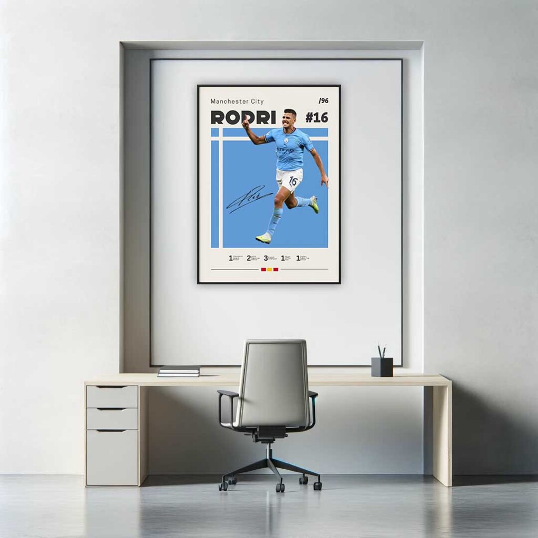 Rodri Poster, Manchester City Football Print, Football Poster, Soccer ...