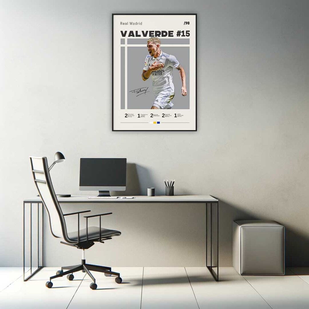 Federico Valverde Poster, Real Madrid, Football Print, Football Poster ...
