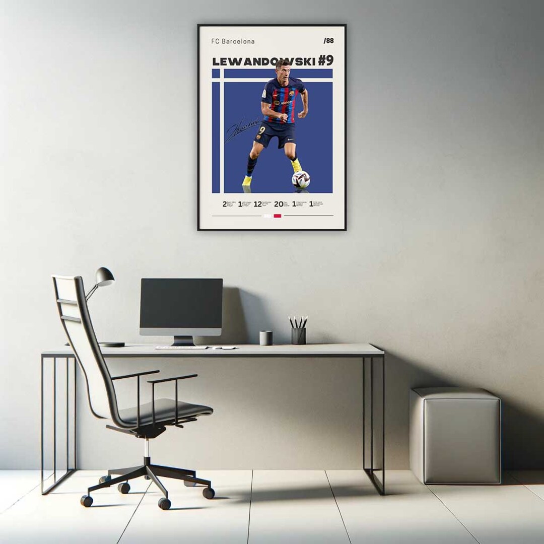 Robert Lewandowski Poster, FC Barcelona, Football Print, Football ...