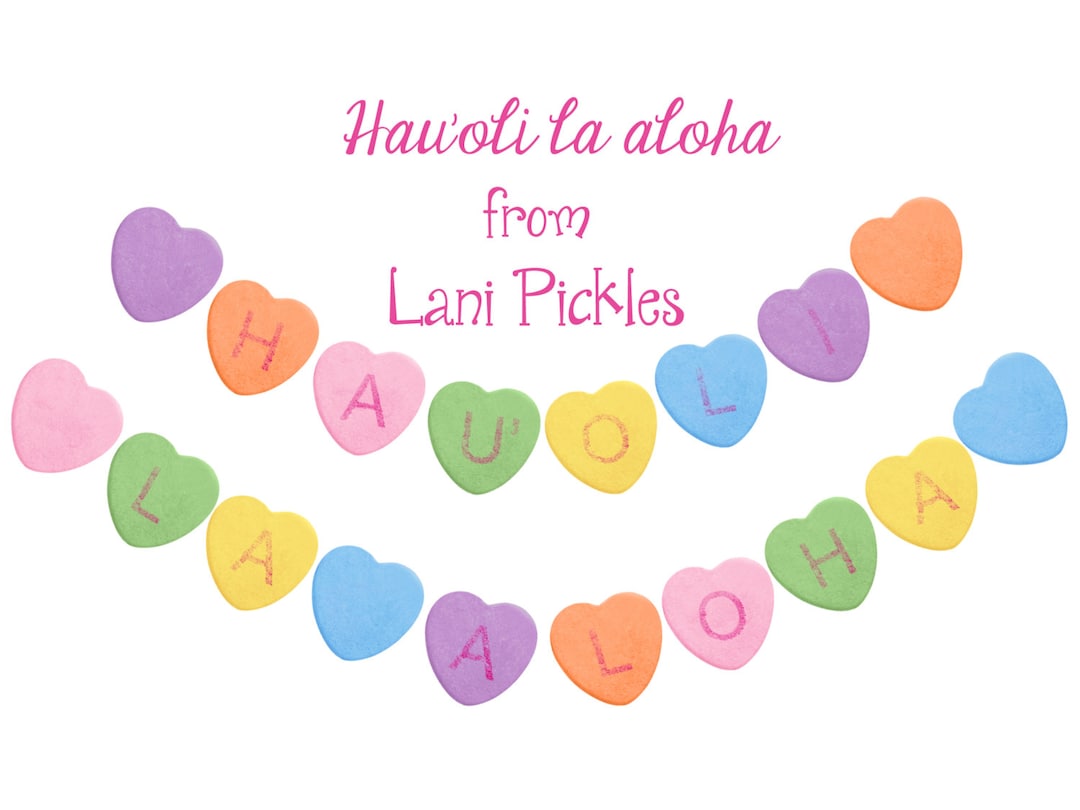 Hau'oli La Aloha Hawaiian Valentines Conversation Heart Banner DIY ...