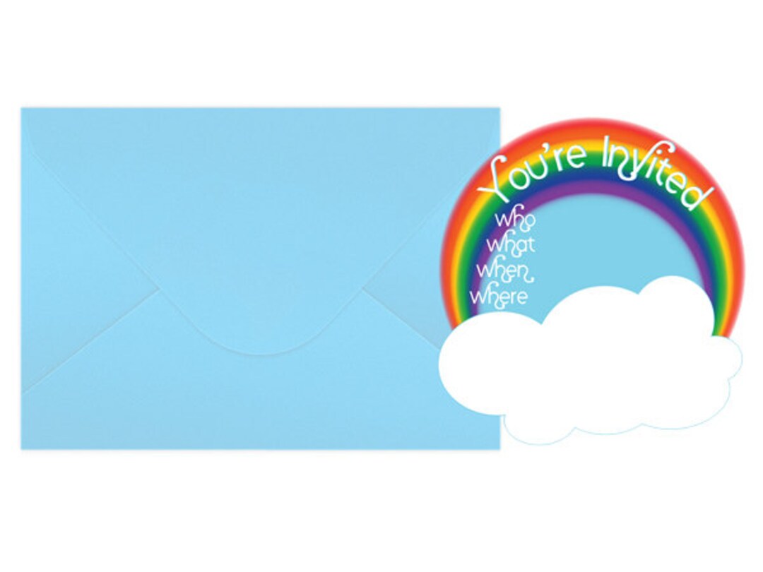 Rainbow Themed Party Invitations - Etsy