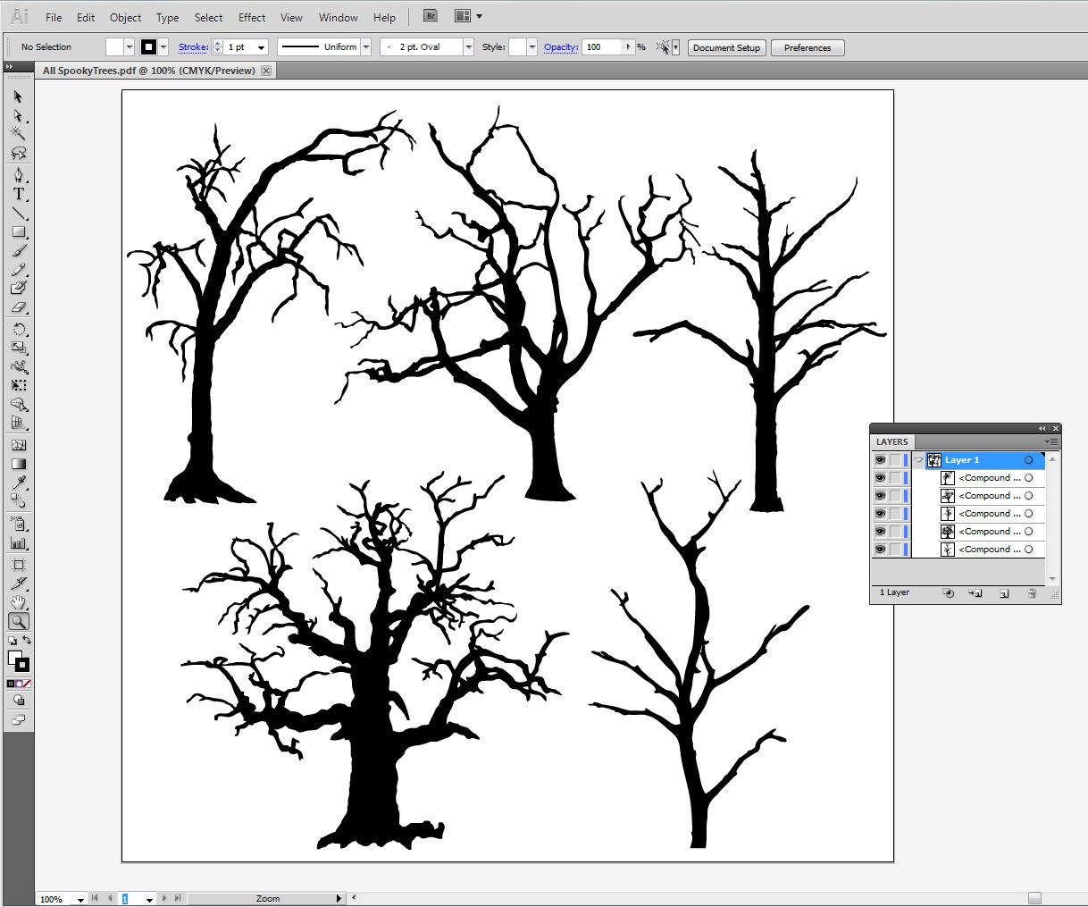 Spooky Halloween Trees Silhouette Cut File, Clip Art, Vector Graphics ...