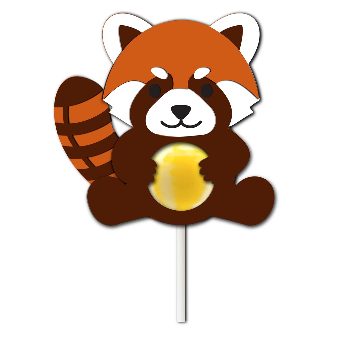 Cute Red Panda Lollipop Holder SVG Cut File | DIY Party Favor for Candy ...