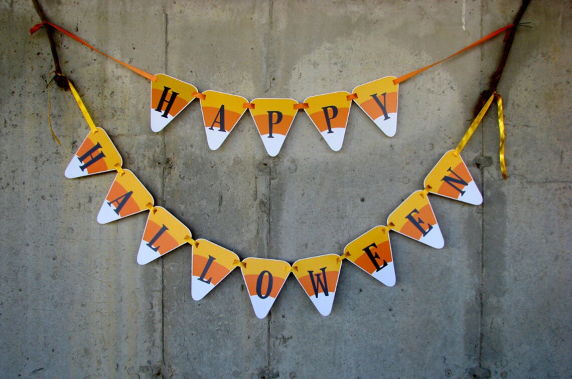 Candy Corn Happy Halloween Banner Instant Download DIY Printable. - Etsy