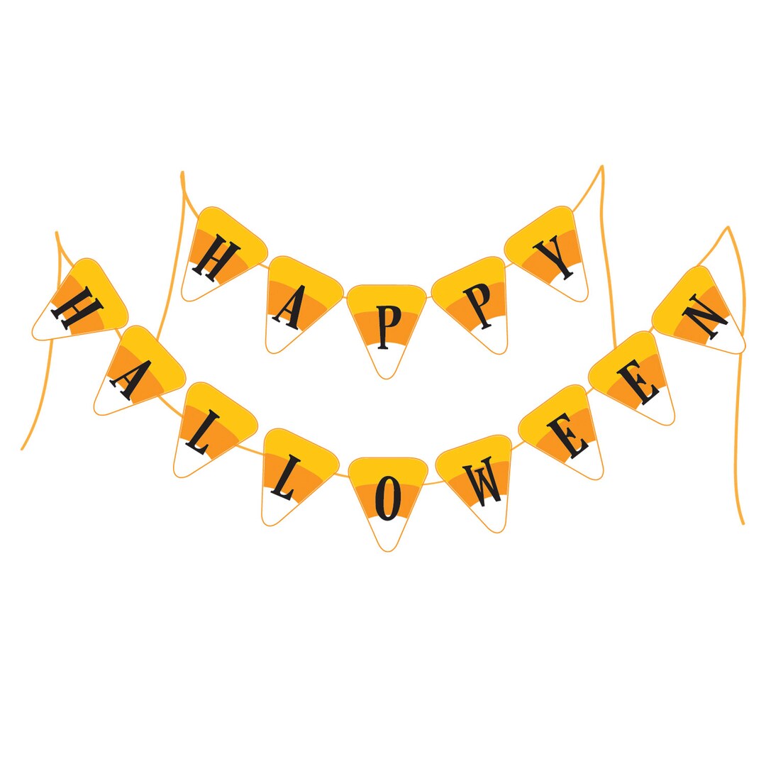 Candy Corn Happy Halloween Banner Instant Download DIY Printable. - Etsy
