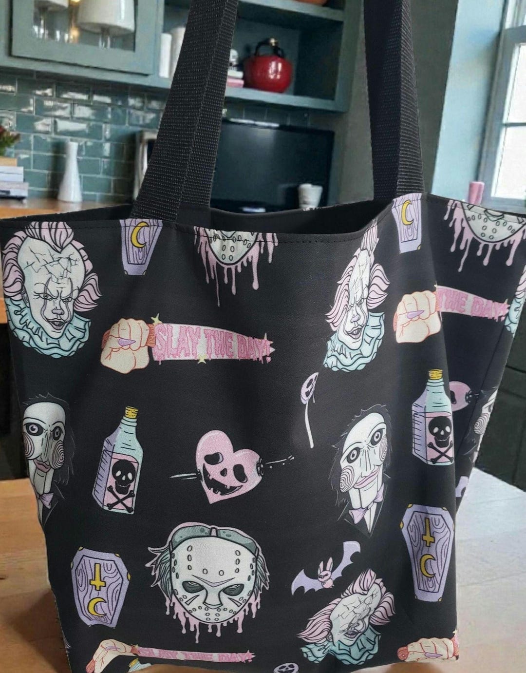 Handmade Weird/eccentric Horror Icons Totebag/purse in Pastel and Black ...