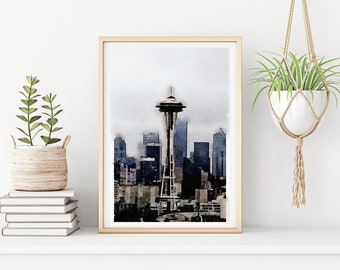 Seattle Space Needle Digital Painting, Seattle Art, Digital Print ...
