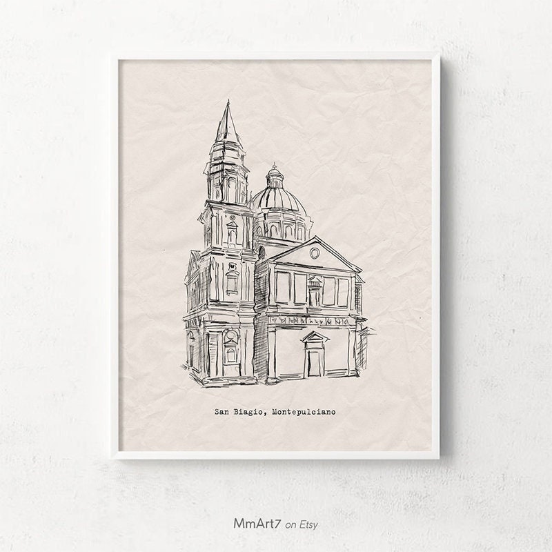 Vintage Architecture Print Line Drawing Pencil Sketch Line Art San ...